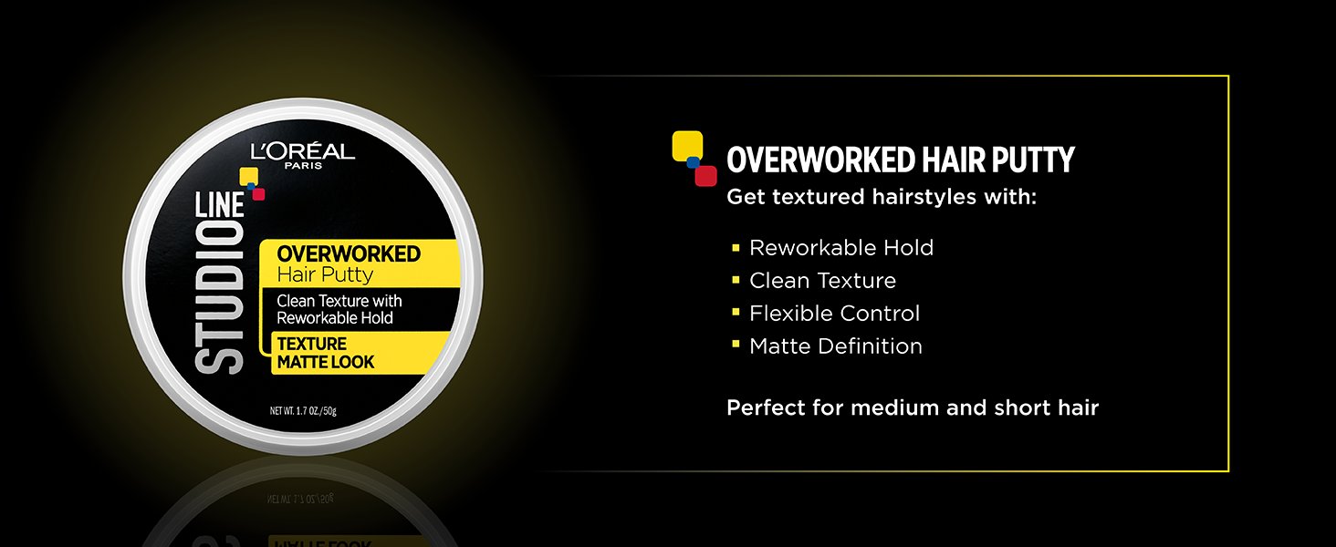 L'Oréal Studio Line Overworked Hair Putty For Hair Texture & Thickness